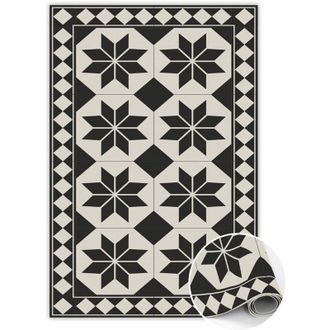 Tulup Tapis Vinyle pvc &Eacute;l&eacute;gant Protection pour le Sol - &Eacute;toiles noires et blanches - 120x180 cm
