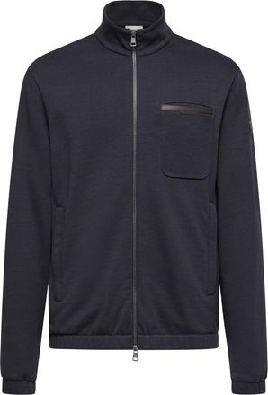 Moncler Moncler Sweat Zipp&eacute; En Coton M&eacute;lang&eacute;, Homme, Bleu, Taille: 3xl