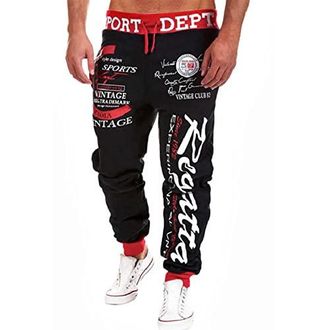 Generic rtdgcv Cale&ccedil;on long pour homme fonctionnel pantalon &eacute;lastique taille ample lettre hommes longue impression d&eacute;contract&eacute; bande extensible pantalon homme