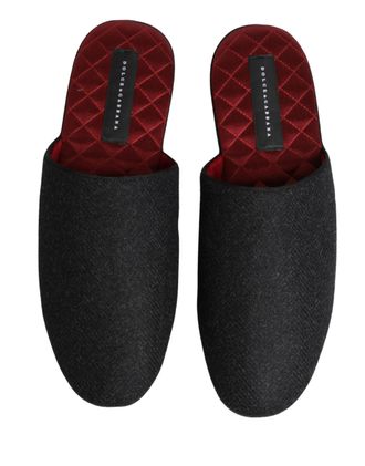 Dolce & Gabbana Mens Wool Cashmere Chevron-Quilted Slipper Gray
