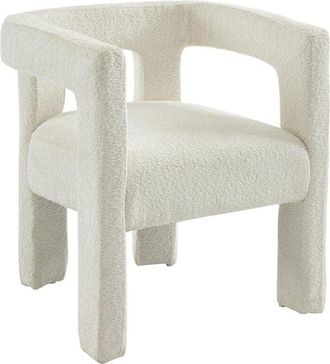 Vente-Unique Chaise avec accoudoirs en tissu bouclette et m&eacute;tal - Blanc - SOFANA de Pascal MORABITO