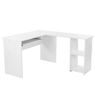 Vasagle Eckschreibtisch, gro&szlig;er Computertisch mit 2 Ablagen und Tastaturauszug, Schreibtisch, 140 x 120 cm, stabiler PC-Tisch, Winkelkombination, B&uuml;rotisch, e