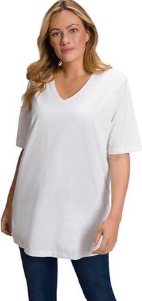 Ulla Popken Femme T-shirt, V-ausschnitt T Shirt, Blanc (Weiss 20), 54-56 EU