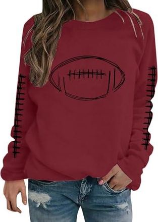 Generic Sweat-shirt pour femme avec imprim&eacute; graphique britannique - Haut surdimensionn&eacute; &agrave; col rond - Manches longues - Automne - Hiver - D&eacute;contract&eacute; - Confort