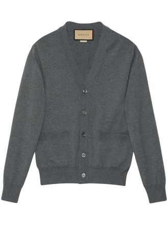 Gucci Cardigan mit Logo-Stickerei - Grau