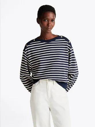 Tommy Hilfiger Sweat à col bateau et boutons dorés