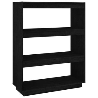 Generic Massivholz Kiefer B&uuml;cherregal, Regal, Standregal, Aktenregal, B&uuml;roregal, Raumtrenner Aufbewahrung f&uuml;r Wohnzimmer(Nat&uuml;rlich 40x35x71cm) (Schwarz 18)