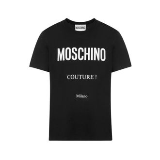 Moschino Homme, Tops, Noir, Taille: 2XL T-shirt en coton &agrave; manches courtes