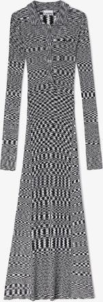 Ganni Robe polo en maille spacedyed - Taille XS Noir - Pour Femme