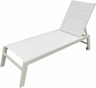 Happy Garden Bain de soleil BARBADOS en textil&egrave;ne blanc - aluminium blanc
