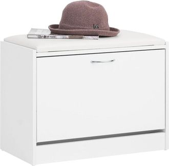 SoBuy Sobuy - Banc Armoire à chaussures 1 abattant avec coussin, Coffre Rangement pour chaussures - Blanc FSR16-W