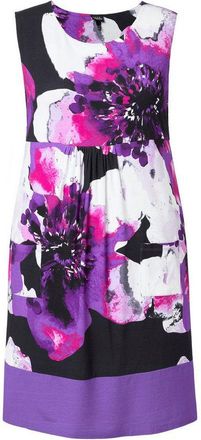 Ulla Popken Minikleid Jerseykleid Bord&uuml;re Rundhals &auml;rmellos Taschen