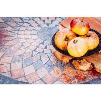 Siena Garden Prato Tisch 64x64x71 cm Gestell aus Stahl in matt schwarz, Tischplatte aus Keramik in Mosaikoptik