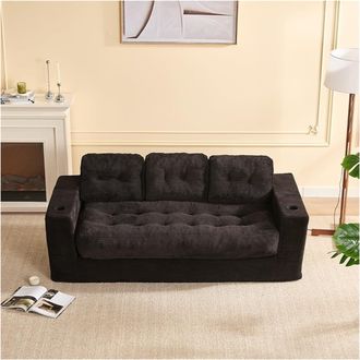Generic Boneless Cord-Bodensofa, Schlafsofa aus Cord, mit Kissen, Weich und hautfreundlich, ohne Montage, f&uuml;r Wohnzimmer Vielseitig, Armlehnen & Doppel-Getr&auml;n