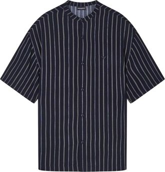 Emporio Armani Homme, Chemises, Bleu, Taille: S Chemise &agrave; Manches Courtes Ray&eacute;e