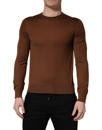 Dolce & Gabbana Mens Cashmere Crew Neck Sweater Brown