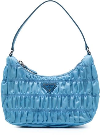 Prada Hobo Bags - Tessuto Gaufre Re Edition Shoulder Bag - Gr. unisize - in Blau - für Damen