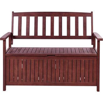 Beliani Banc de Jardin avec Rangement 120 cm en Bois dAcacia Acajou Style Rustique Sovana