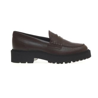 Hogan Braune Leder Loafer Schuhe - - Shoes - Damen - Braun - 39 EU