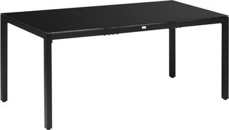 OUTSUNNY Table de jardin rectangulaire 8 personnes dim. 180L x 80l x 72H cm alu. plateau verre tremp&eacute; noir
