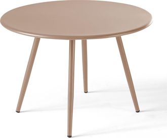 Oviala Palavas - Couchtisch f&uuml;r den Garten, rund, aus Metall, Taupe, 50 cm