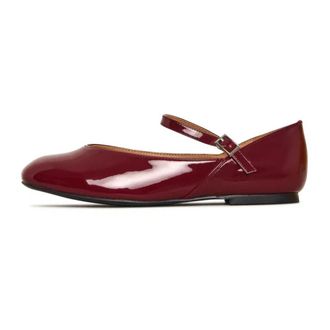 Cesare Gaspari Patent Mary Jane Flats - Bordeaux - - Shoes - Damen - Rot - 38 EU