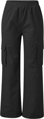 SHEKINI Pantalon Cargo Femme Taille Haute Grande Taille Elastique Pantalon Femme Été Léger Baggy Pantalon Randonnée Jogging Sport Trekking Travail avec Poches
