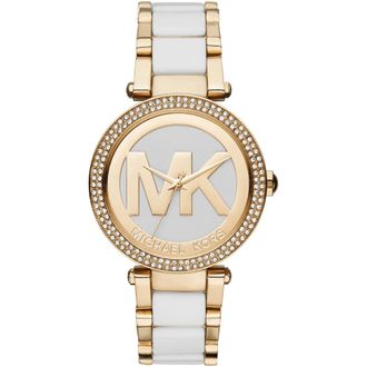 Michael Kors Parker MK6313 Wei&szlig;es Zifferblatt 39 mm Damen Gold & Wei&szlig; Uhr