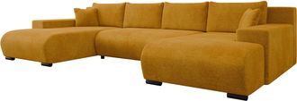 Mirjan24 Ecksofa Nojan, Eckcouch Couch mit Schlaffunktion und Bettkasten, Wohnlandschaft in U-Form, Komfortables Sofa mit Zwei Ottomane (Wave 05)
