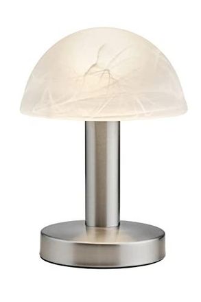 Trio Leuchten LED Tischleuchte Fynn II 599110107, Metall Nickel matt, Glas alabasterfarbig wei&szlig;, inkl. 1x E14 4.9 Watt LED, Touch-Me-Funktion (4-fach schaltbar, 3 H