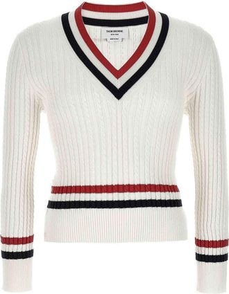 Thom Browne Pull Col Rond - Blanc