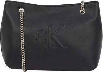 Calvin Klein Damen Umh&auml;ngetasche Sculpted Chain mit Tragekette, Schwarz (Na Black), Einheitsgr&ouml;&szlig;e