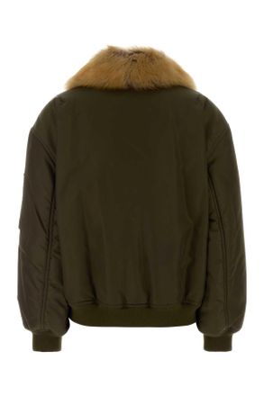 Saint Laurent Womens Khaki Nylon Bomber Jacket Kakivertchamoisgr Giubbini