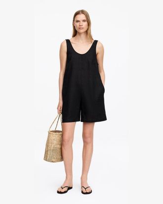 Arket Kurzer Jumpsuit Aus Leinen -Schwarz