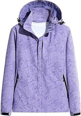 Generic Veste imperm&eacute;able pour femme avec fermeture &eacute;clair et coupe-vent - Veste imperm&eacute;able l&eacute;g&egrave;re avec capuche - Pour randonn&eacute;e en plein air - Imprim&eacute; respi