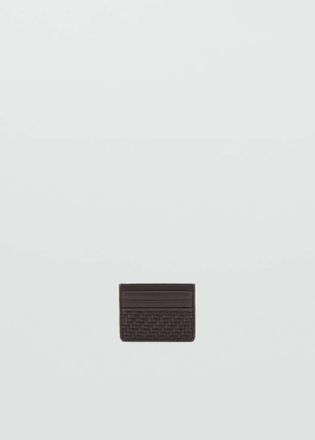 Mango Porte-cartes tress&eacute; marron - Homme - Taille unique - MANGO MAN