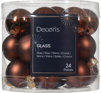 Kaemingk Weihnachtskugeln Glas 25mm x 24 Stück Mini Christbaumkugeln Spiegelbeeren Espressobraun lederbraun - Schokobraun - kastanienbraun - kupferbraun - Zimt
