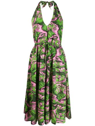McQ by Alexander McQueen robe imprim&eacute;e &agrave; dos-nu - Vert
