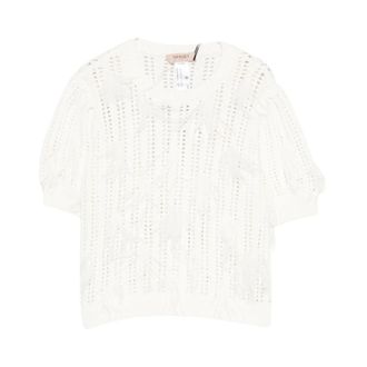 Twinset Femme, Pulls, Blanc, Taille: 38 FR Pull avec d&eacute;tail de plumes