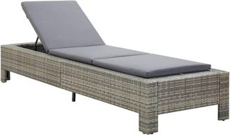 vidaXL Sonnenliege mit Auflage Grau Poly Rattan Vidaxl