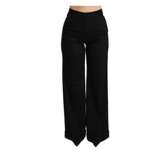 Dolce & Gabbana Femme, Pantalons, Noir, Taille: 36 FR Pantalon Flare en Cachemire de Luxe