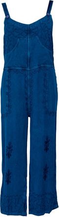 Guru Shop Latzhose, Boho Hose, Bestickter Overall - Jeansblau, Damen, Synthetisch