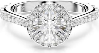 Swarovski Una Angelic Ring, Rundschliff, Weiß, Silberfarbenes Finish