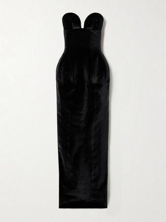 M&ocirc;not Tr&auml;gerlose Robe Aus Samt - Schwarz