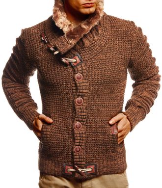 LEIF NELSON Herren Strickjacke (Braun, Größe S) mit Knöpfen Regular Fit, Männer Cardigan Langarm Design, ideal für Casual und Business-Looks