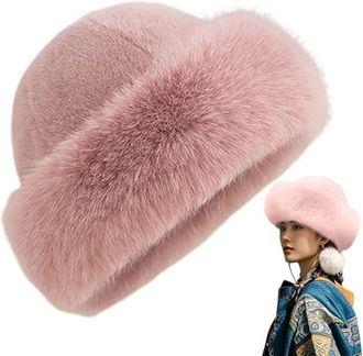 Generic Bonnet en peluche - 62 cm | Chapeau dhiver chaud style seau | Casquette souple pour femme | Casquette d&ocirc;me &eacute;paisse | Adorable couvre-chef coupe-vent p