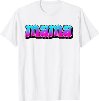 BDAZ Mama Graffiti Personalisierter Name Blau Rosa Frauen M&auml;dchen T-Shirt