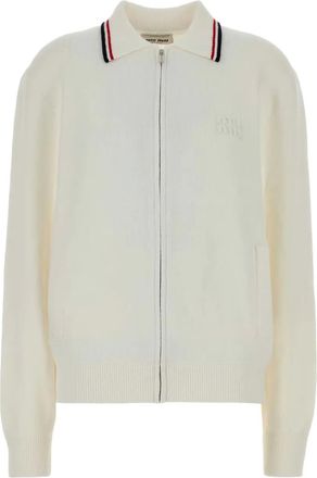 Miu Miu cardigan à fermeture zippée - Blanc