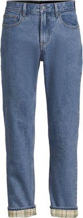 Lands End Stretch-Denim Jeans mit Komfortbund und Flanellfutter, Classic Fit, Herren, Größe:48-50 76 regular, Blau, Baumwoll-Mischung, by Lands End