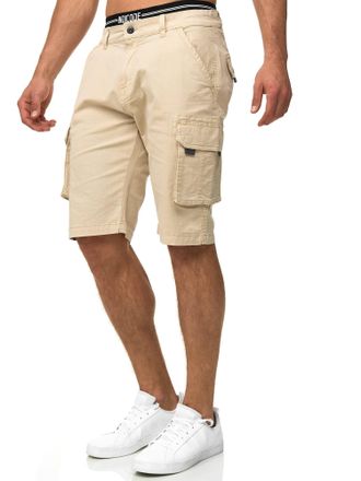 Indicode Herren Coeur Cargo Shorts mit 6 Taschen aus 98% Baumwolle | Kurze Hose M&auml;nner Fog, S
